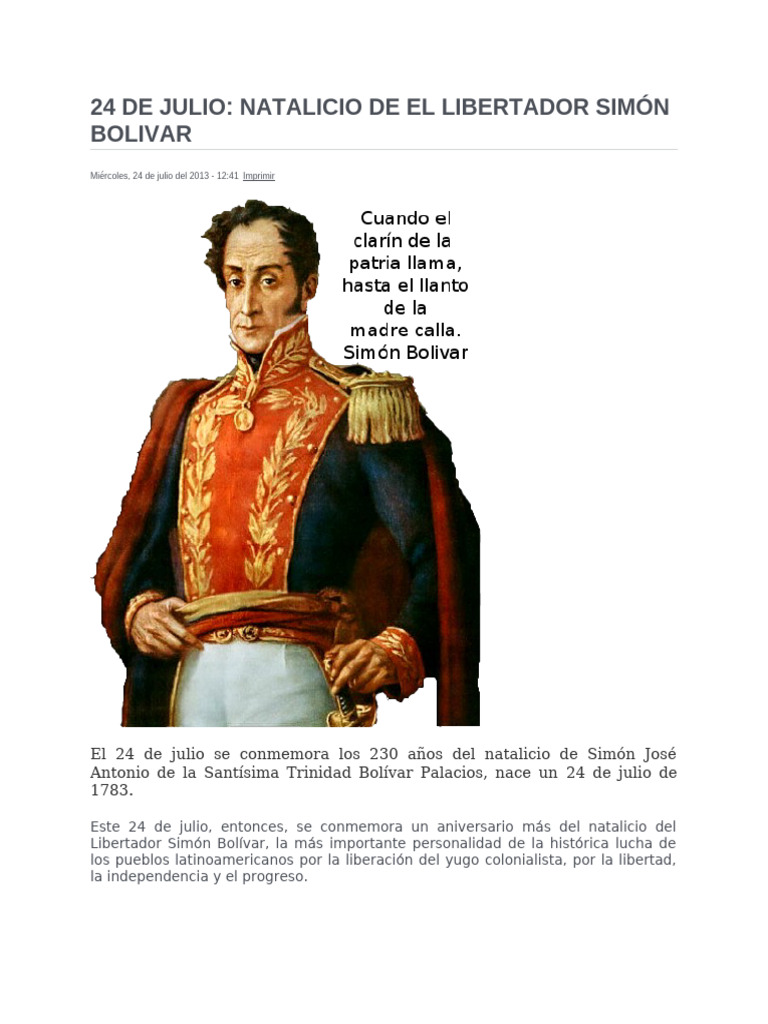 24 DE JULIO Simon Bolivar | PDF | América del Sur