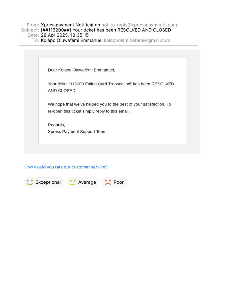 Your Ticket Has Been RESOLVED AND CLOSED | PDF