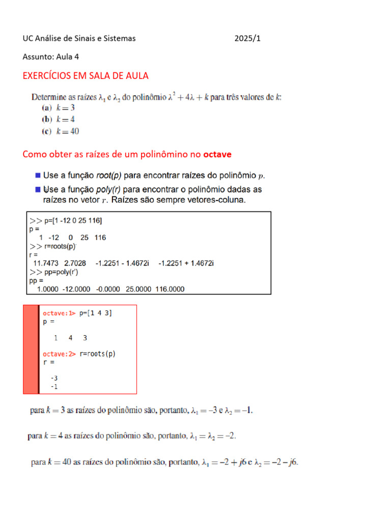 EXERCÍCIOS AULA 4 Com Gabarito EDO | PDF