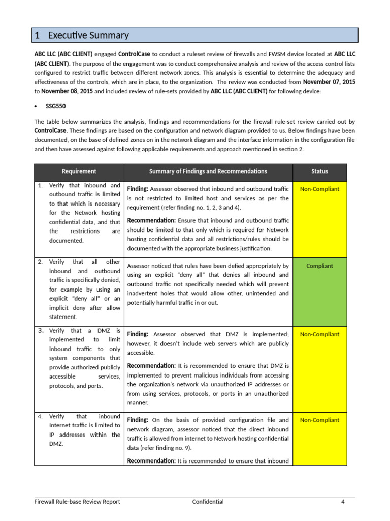 Firewall Rule Review Findings Report | PDF | Computer Network ...