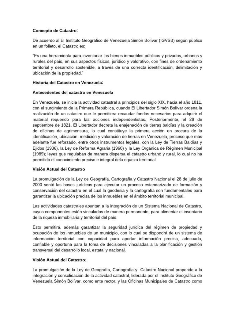 Historia Del Catastro en Venezuela | PDF