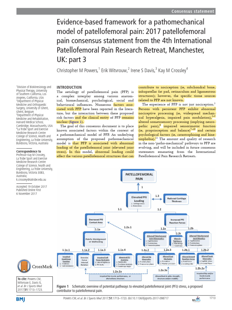 Pathomechanical Model of Patellofemoral Pain | PDF | Knee | Joints