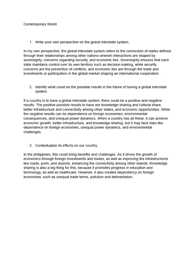 Contemporary World | PDF