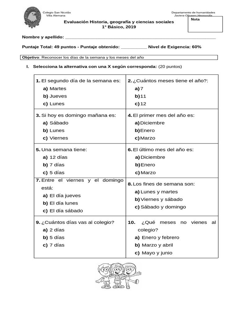 Guia Los Meses Del Año y Los Dias de La Semana | PDF