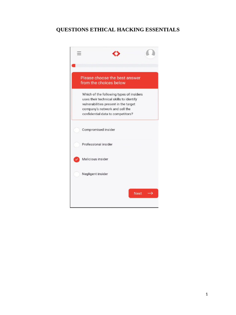 Questions Ethical Hacking Essentials | PDF