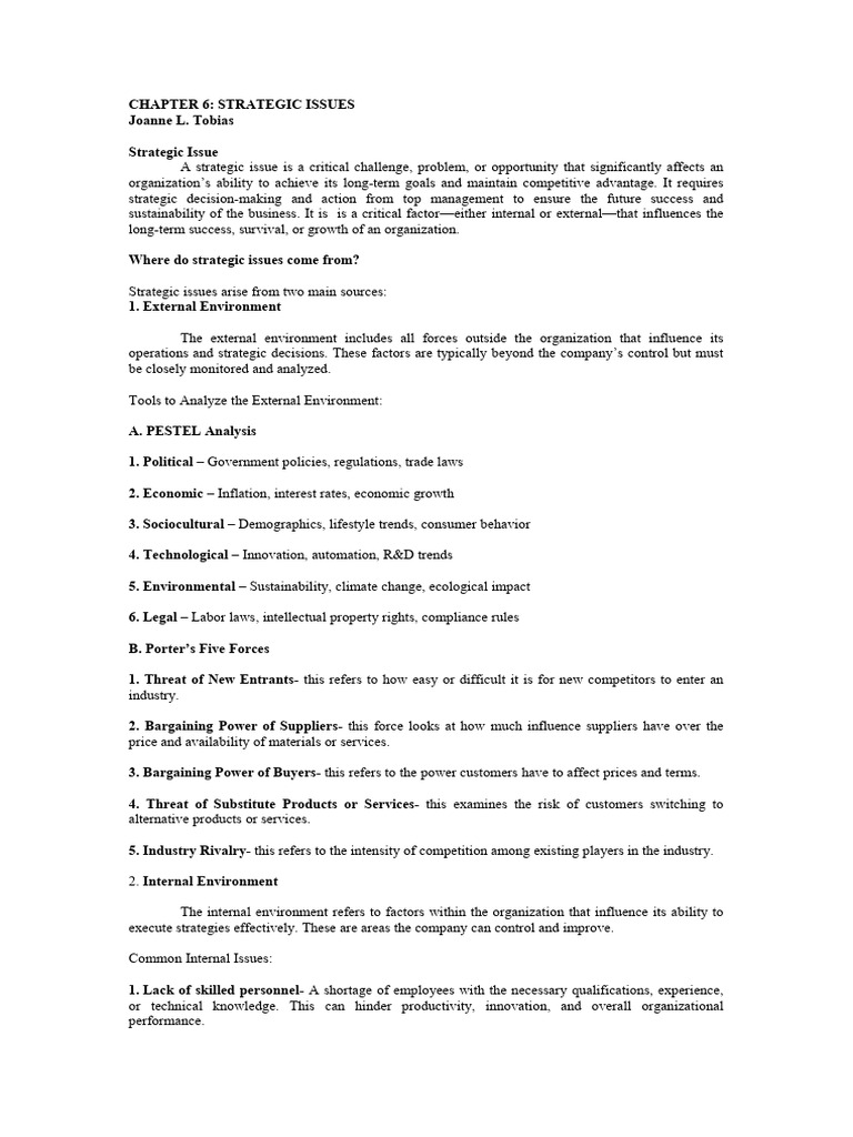 Strama Chapter 6 Strategic Issues | PDF | Performance Indicator | Risk
