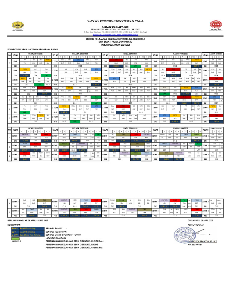 Jadwal Class Mobile TKR SM Genap TGL 28 April - 02 Mei 2025 | PDF