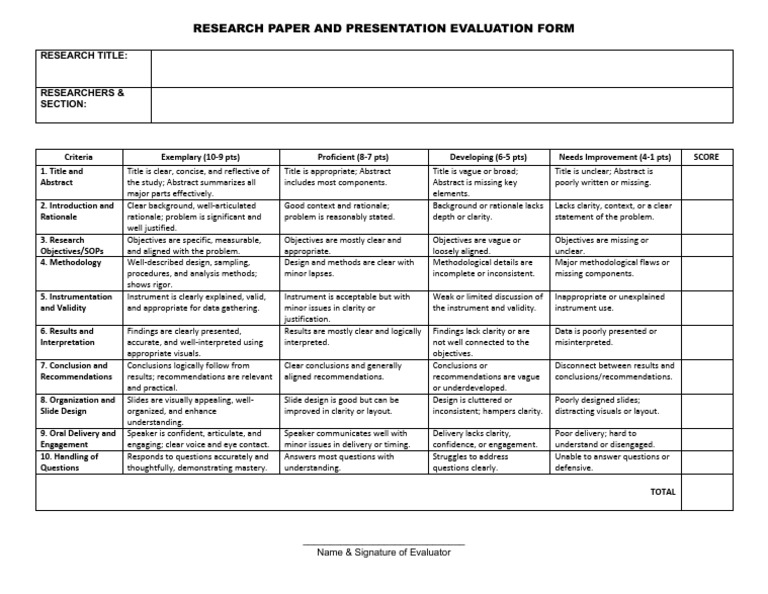 Research Evaluation Form | PDF | Methodology | Abstract (Summary)