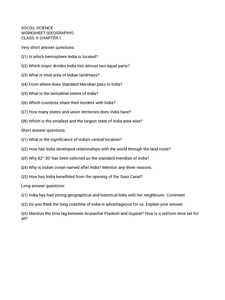 Geo Class 9 | PDF