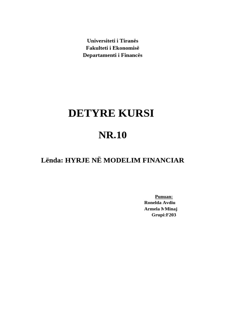 Rast Studimi Nr.10, Grupi F203 | PDF