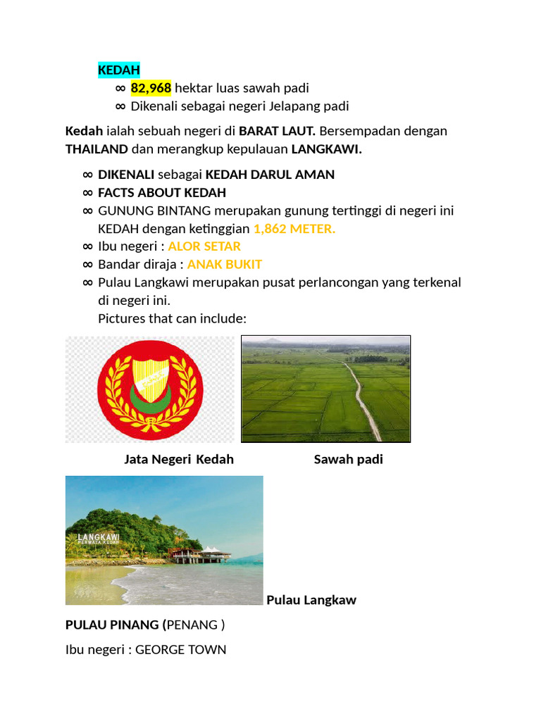 Kedah, Penang, Pahang | PDF