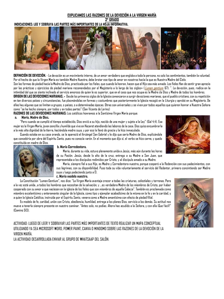 Razones de la Devoción a la Virgen María | PDF | María, madre de Jesús ...
