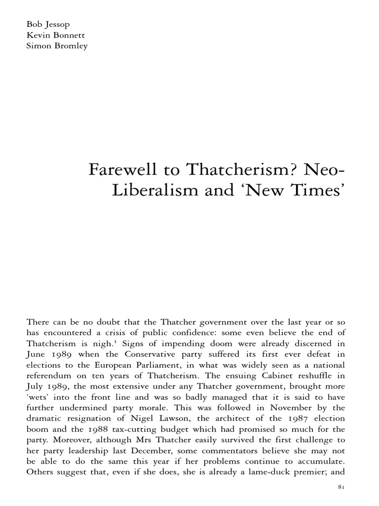 NLRArticle - Thatcherism-New Times | PDF | Economies | Macroeconomics