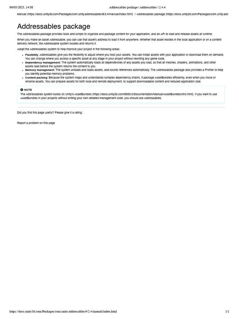 1.addressables Package - Addressables - 2.4.4 | PDF