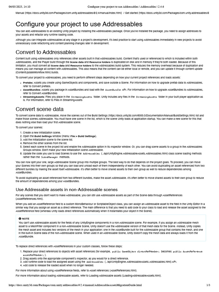 5.configure Your Project To Use Addressables - Addressables - 2.4.6 | PDF | Computer File ...