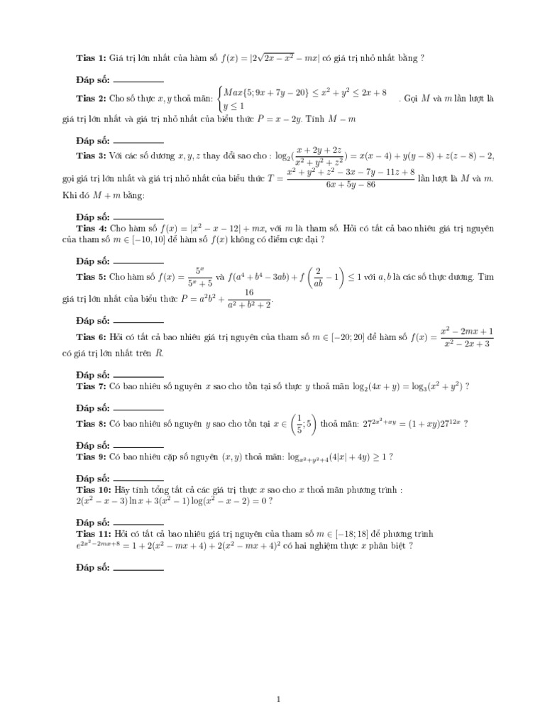 Tổng ôn Hàm số Loga TIAS TEAM | PDF
