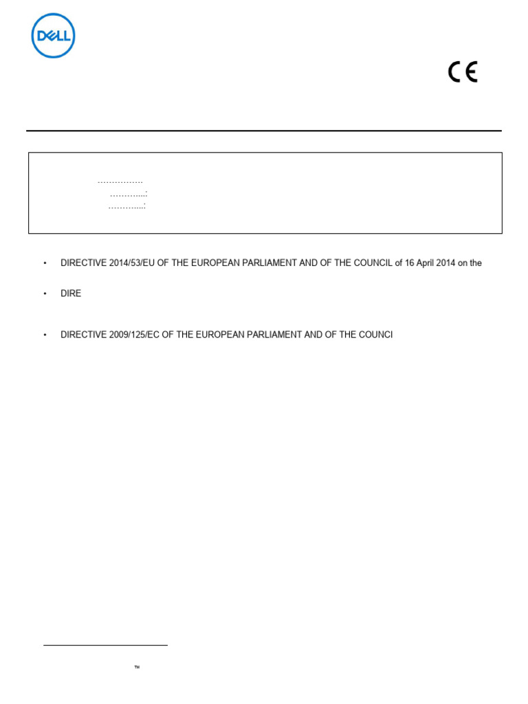 Dell Precision 3680 Tower D30M D30M001 EUROPEAN UNION - Declaration of ...