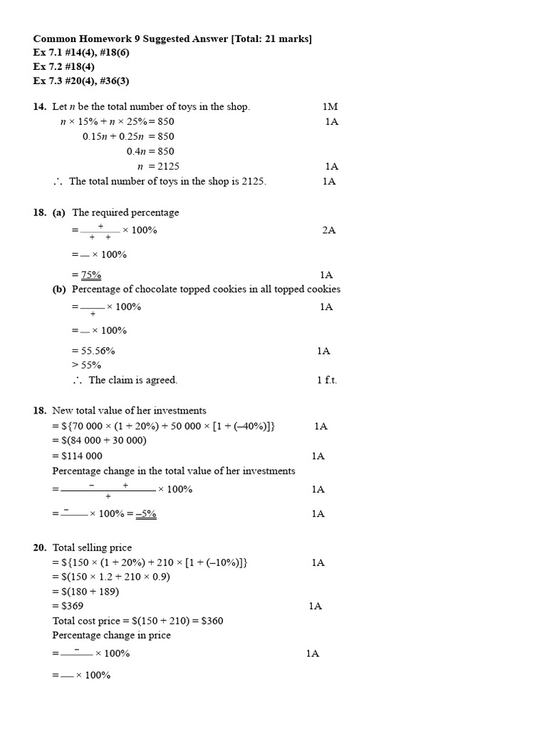 S1 - Common HW 9 - Solution | PDF