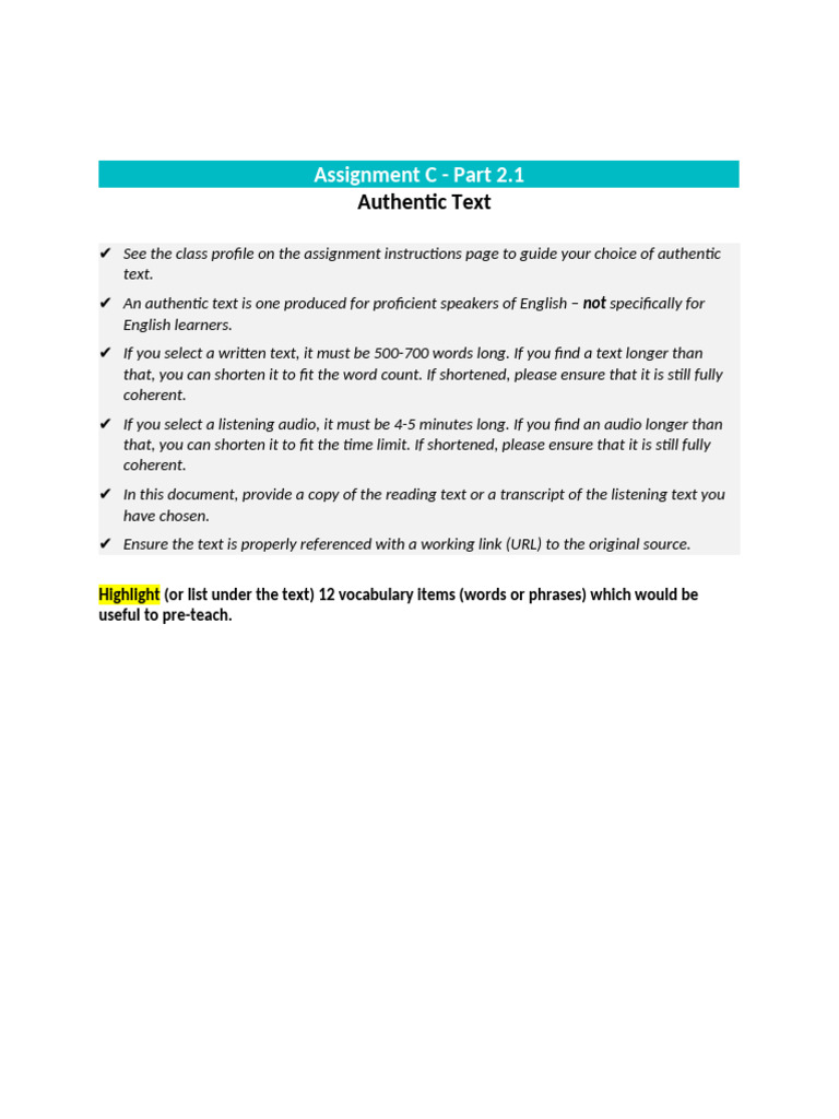L5C Authentic Text Template | PDF