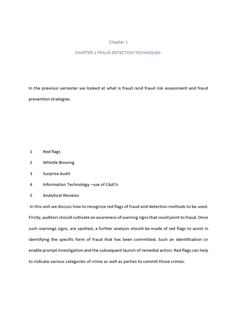 Lecture 6 Fraud Detection Techniques | PDF | Audit | Fraud