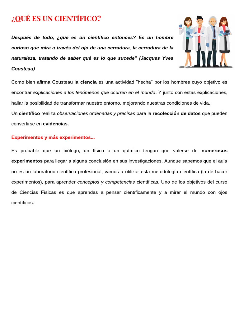 ¿Qué es un científico y su metodología? | PDF | Experimentar | Hipótesis