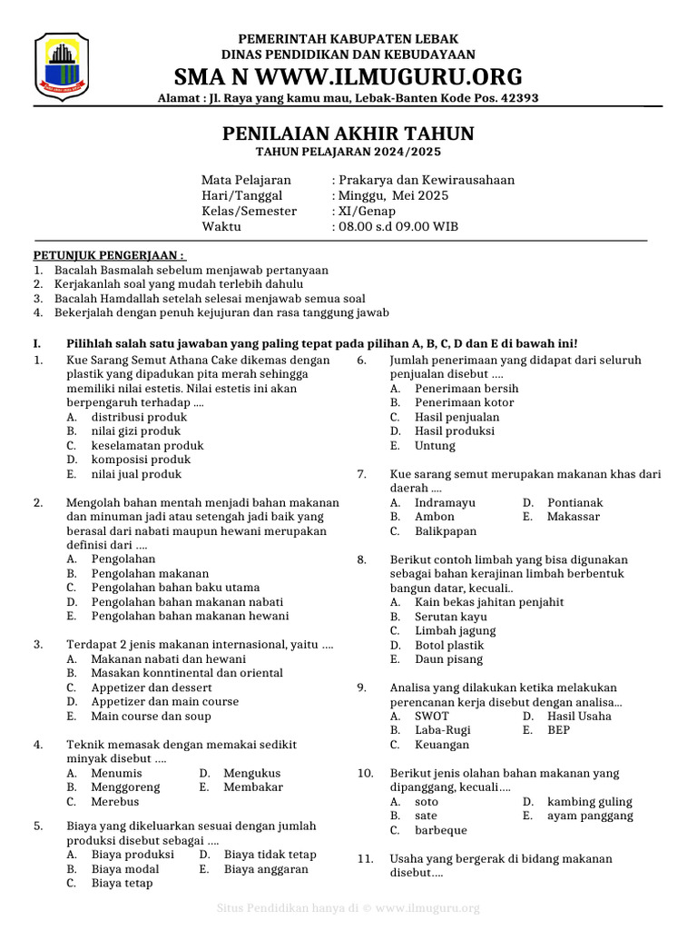 14. PAT PKWU XI - www.ilmuguru.org | PDF