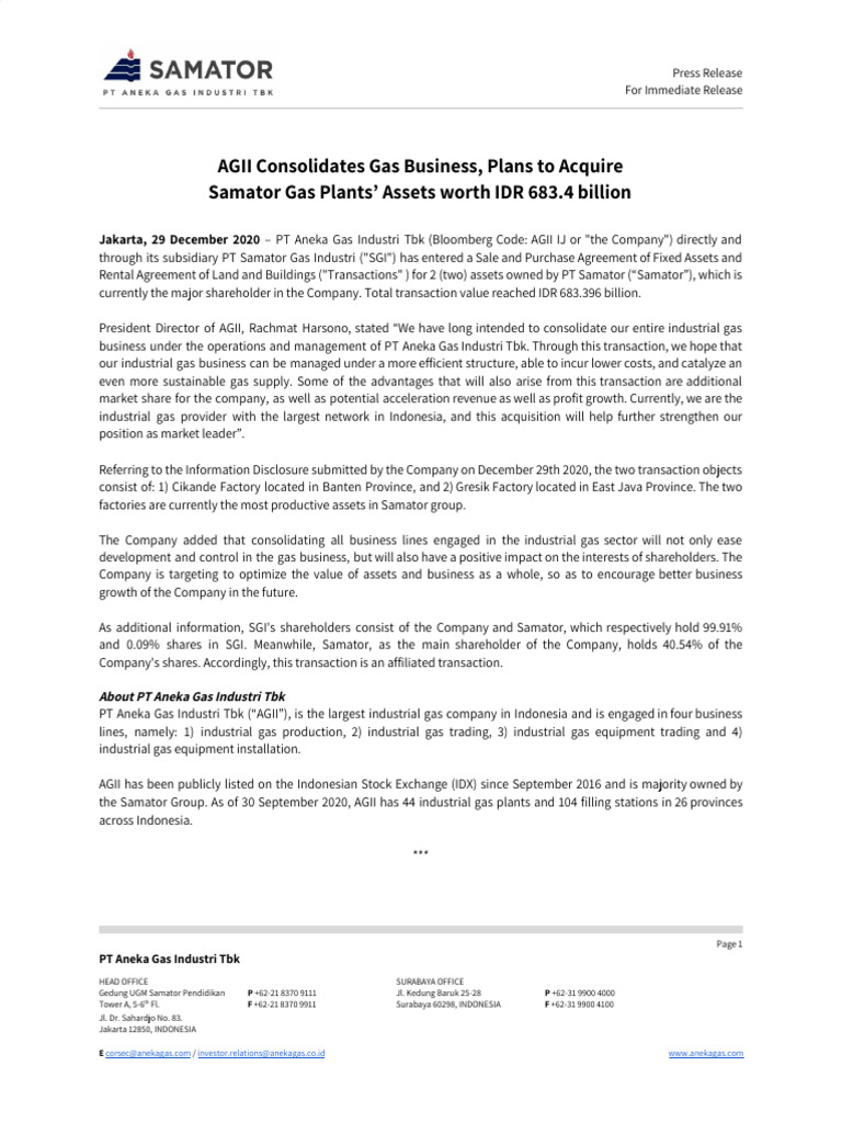 29 December 2020 - AGII Consolidates Gas Business, Plans to Acquire ...