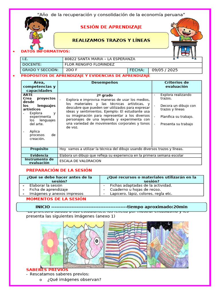 2º U1 S1 Sesion D5 Arte Realizamos Trazos y Dibujos | PDF | Dibujo ...