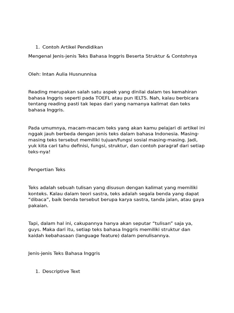 Contoh Artikel Pendidikan | PDF