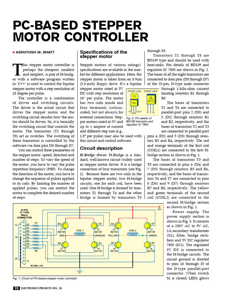 PC-Based Stepper Motor Controller | PDF | Electronics | Computer Engineering