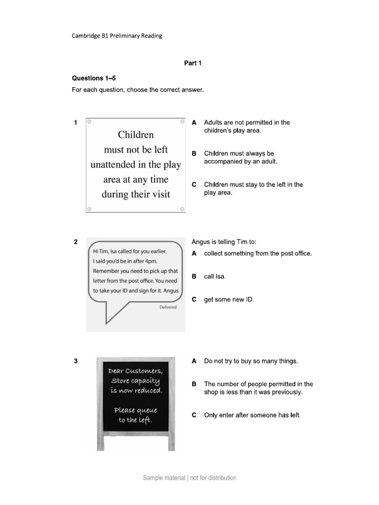 PET B1 Reading | PDF