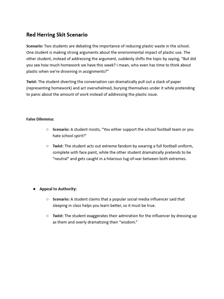 Skits For Logical Fallacies | PDF