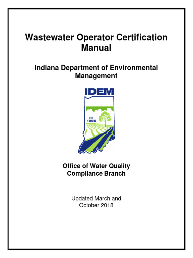Wastewater Operator Certification Manual | PDF | Clean Water Act | Water Pollution