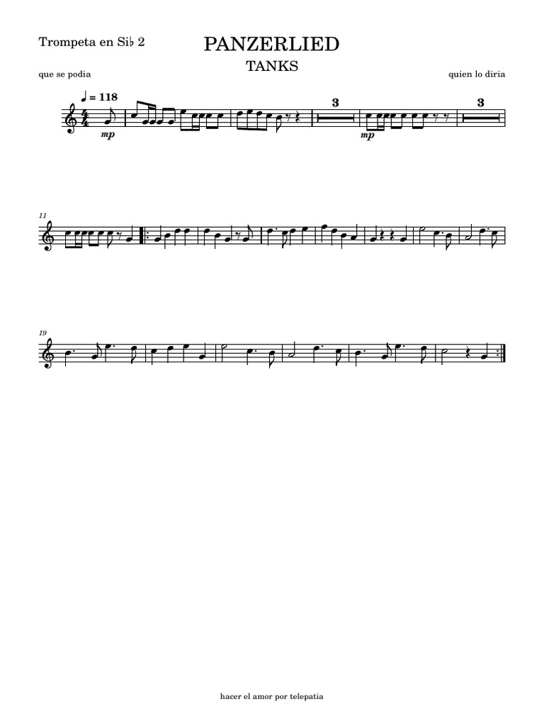 PANZERLIED-Trompeta en Sib 2 | PDF