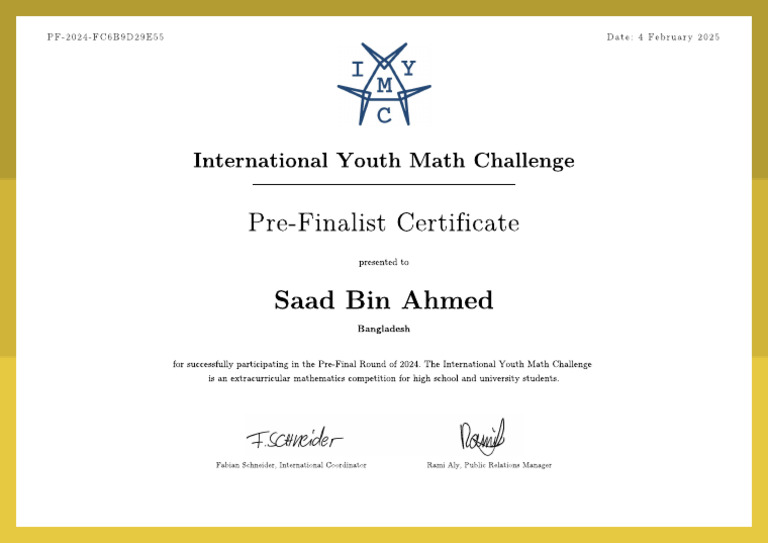 IYMC-2024 Pre-Final Round | PDF