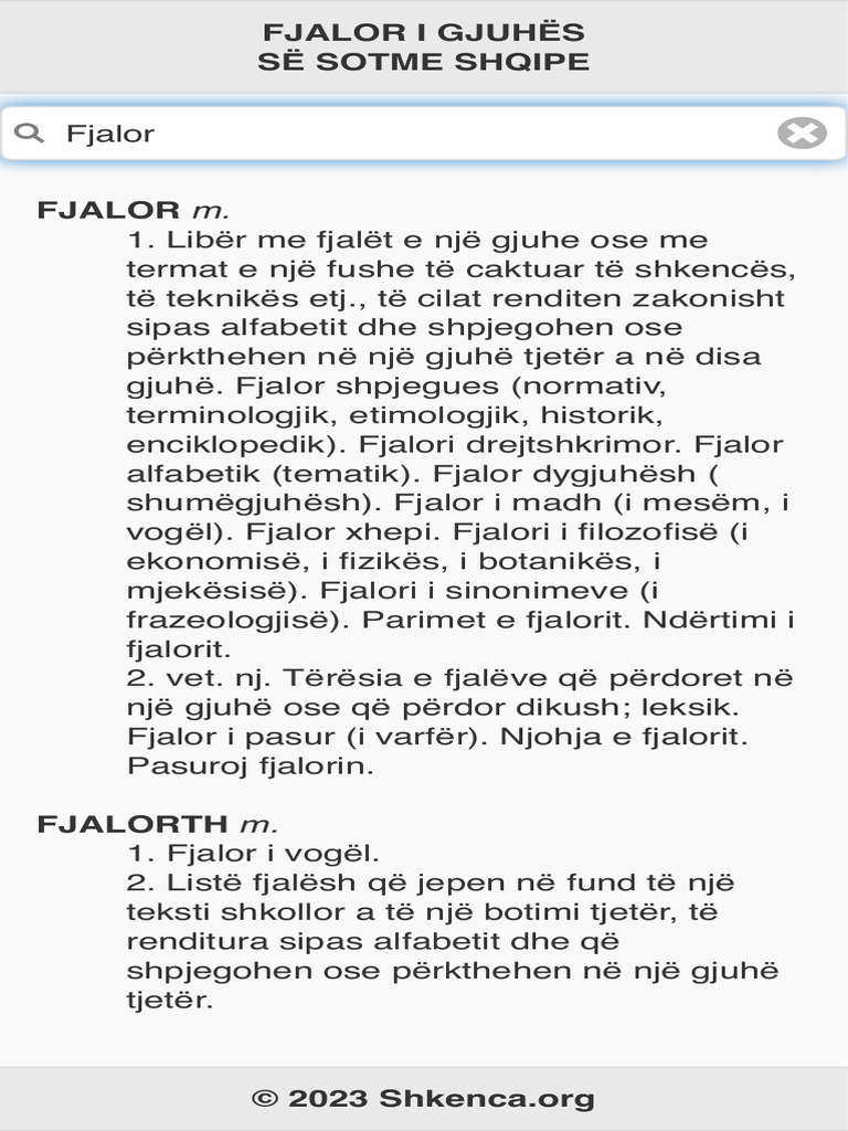 Fjalor I Gjuhës Së Sotme Shqipe | PDF