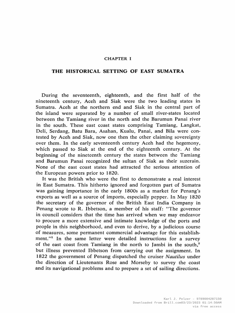 The Historical Setting of East Sumatra | PDF | British Empire