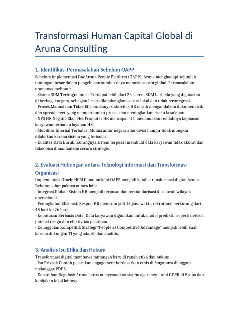 Makalah Transformasi Human Capital Aruna | PDF