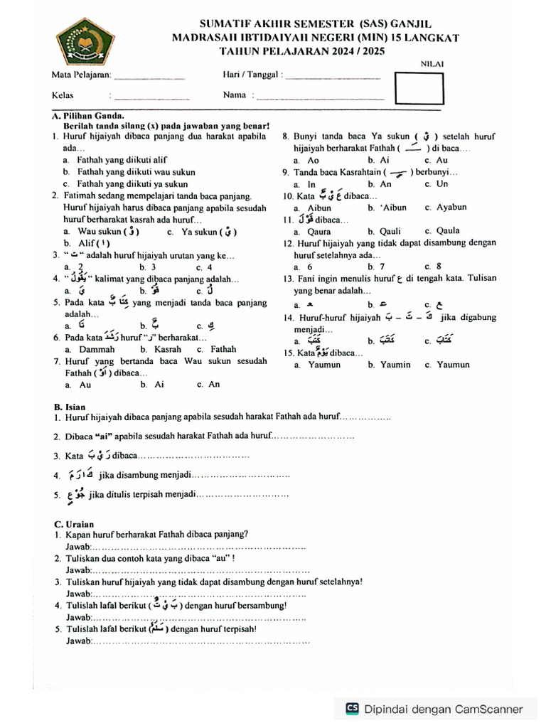 Soal Semester Ganjil BTQ | PDF