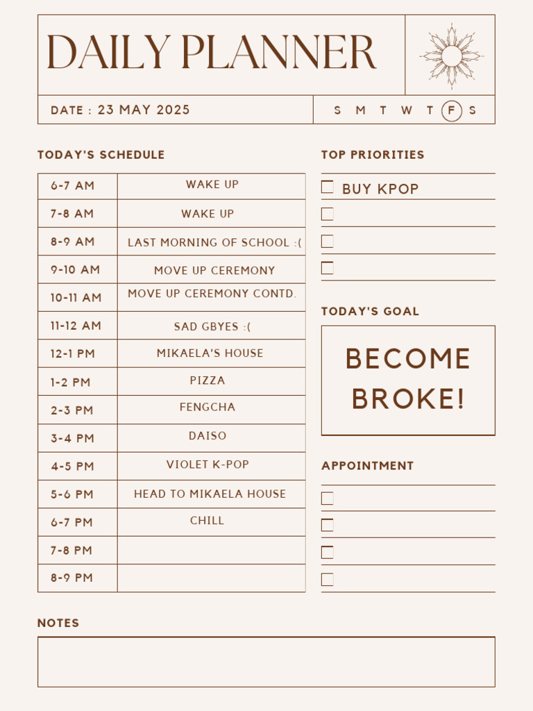 Beige Simple Minimalist Daily Planner | PDF