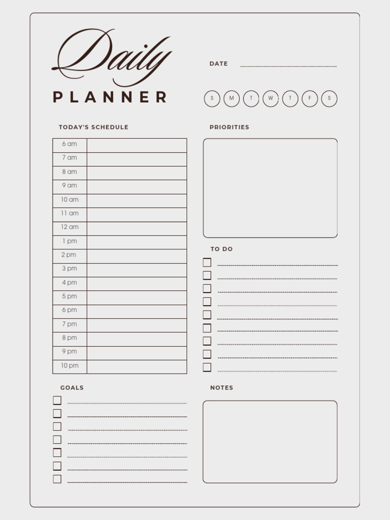 White Gray Minimalist Simple Daily Planner | PDF
