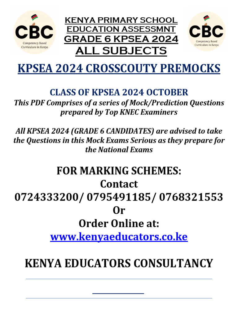KPSEA 2024 Grade 6 Mock Exams Guide | PDF | Bees | Jesus
