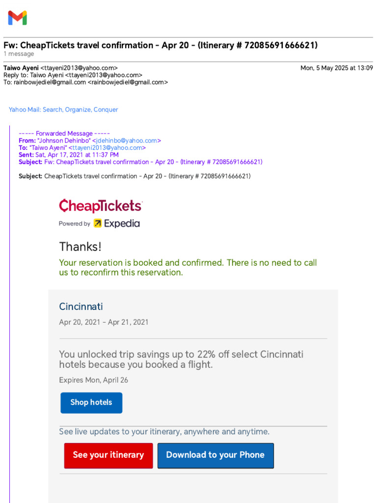 CheapTickets Itinerary Confirmation | PDF | Delta Air Lines | Airlines