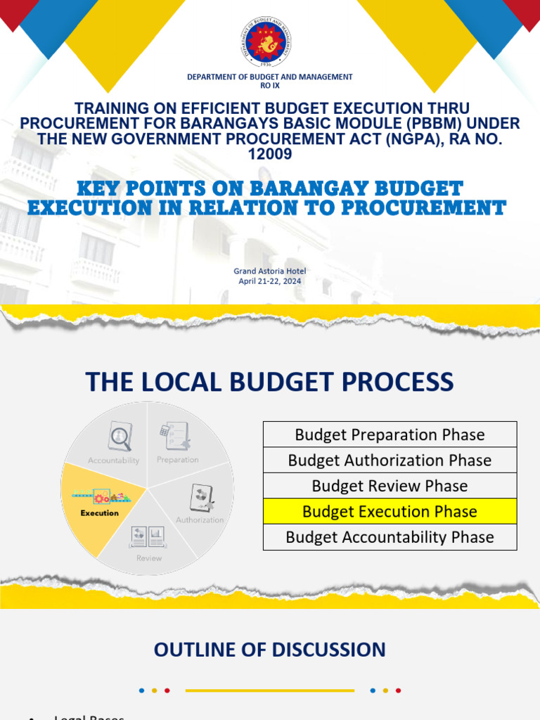 Brgy Training Key Points On Barangay Budget Execution in Relation To Procurement | PDF | Credit ...