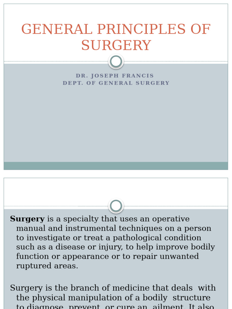 General Principles of Surgery | PDF | Surgery | Anesthesia