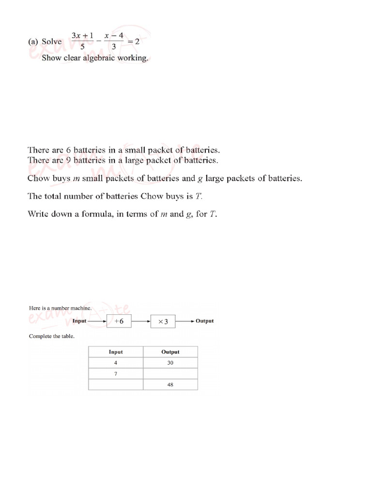 Algebra Practice | PDF