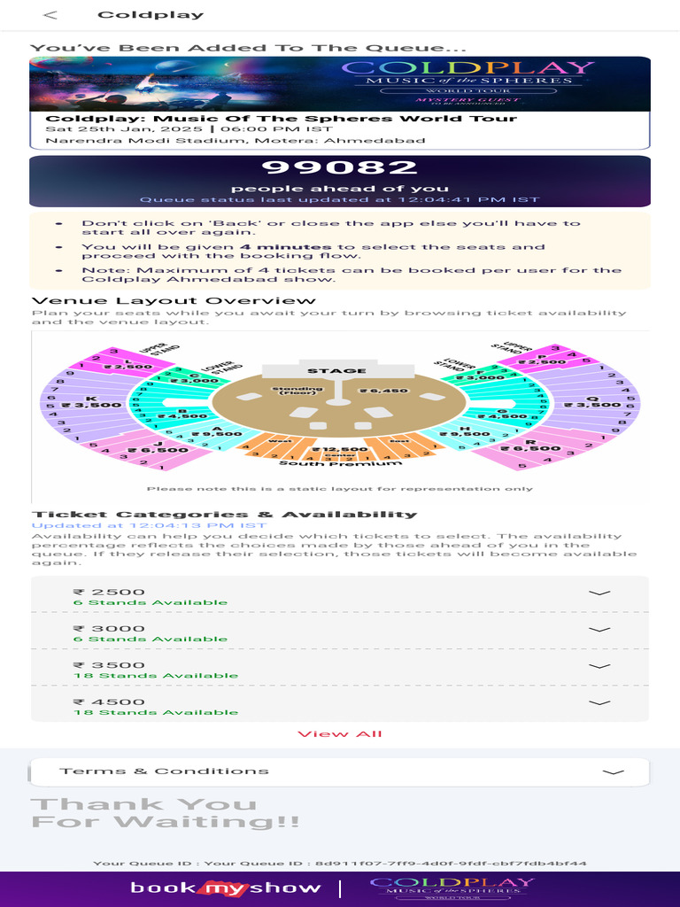 Coldplay Ahmedabad Ticket Queue Info | PDF