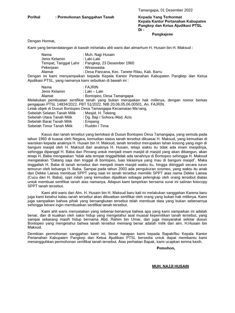 Surat Sanggahan | PDF