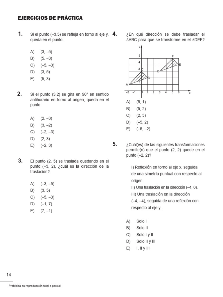 Ejercicios de Transformaciones Isometricas | PDF | Triángulo ...