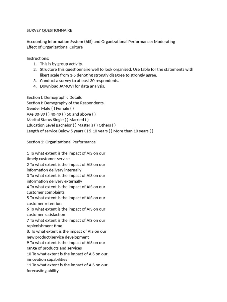 Acctg Res Methods - SURVEY QUESTIONNAIRE | PDF | Artificial ...